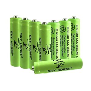 sky horse aaa rechargeable battery ni-mh 1.2v 600mah for garden light, solar light,toys, remote control, mouse(8)