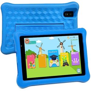 dxmart 32gb,kids tablet 8 inch android 10.0 2gb ram quad core 1280×800 ips display parental control kids app pre-installed gms dual cameras kid-proof case youtube neflix (blue)