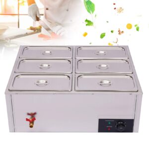 6-pan commercial food warmer stainless steel electric soup warmer hot well bain marie food warmer restaurant table food steamer