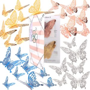 butterfly wall decor 48pcs 3d stickers decoration, for kids baby bedroom paper butterflies gold friendship stickers decor teachers office classroom party for christmas gifts friends stickers set.