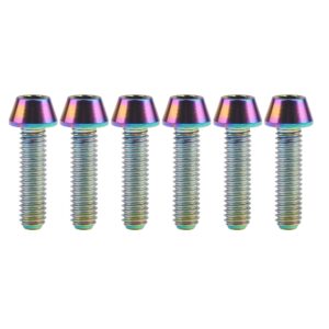 wanyifa titanium ti din912 m4 8 15 20mm tapered head hex bolts bicycle screws pack of 6 (multicolored, m4x15mm)