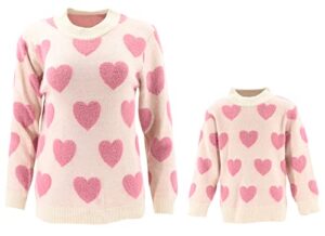 unique baby womens mommy and me valentines crewneck knit sweater (lrg, grey)