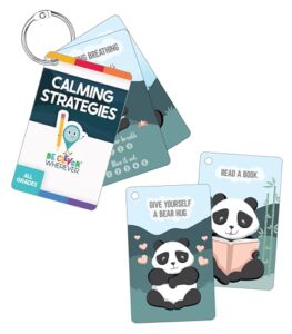 carson dellosa be clever wherever things on rings calming strategies, prek-grade 5, book ring and calming strategies, breathing techniques, yoga poses, counting exercises flash cards (16 pc)