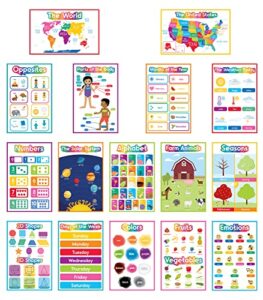 carson dellosa 16-piece 11” x 17” classroom posters, preschool classroom decorations, kindergarten educational posters, 1st grade classroom wall decor, learning posters bundle