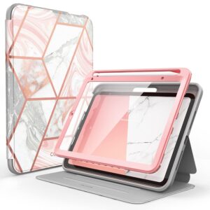 i-blason for ipad mini 7 case (a17 pro 2024), ipad mini 6 case (2021) 8.3 inch, full-body trifold with built-in screen protector smart cover with auto sleep/wake & pencil holder, cosmo series(marble)