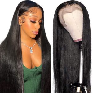 lace front wigs human hair straight 13x4 hd lace frontal wigs human hair pre plucked with baby hair 180% density glueless brazilian virgin human hair wigs for black women natural color (18inch)