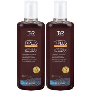 true+real coal tar therapeutic plus tar gel anti-dandruff shampoo extra strength 1% coal tar, 6 fluid ounce 2 pack