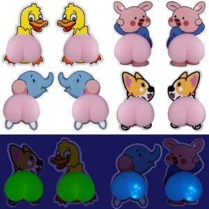 8 pieces of 3d fluorescent cartoon decorative mute stickers cute silicone car rearview mirror door frame anti collision stickers decompression luminous