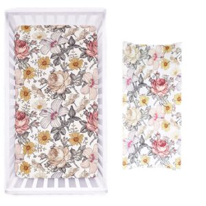 floral crib sheet and changing pad covers