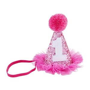 mud pie baby girls birthday musical hat, hot pink glitte, 12-36 months us