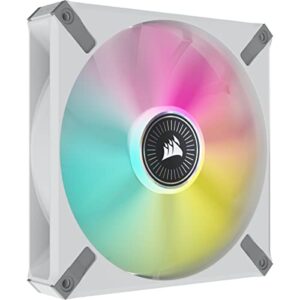 corsair ml140 rgb elite, 140mm magnetic levitation rgb fan with airguide, single pack - white frame