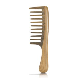 bestool wide tooth comb, extra large natural sandalwood wide tooth comb detangler for curly long thick wet or dry hair anti-static