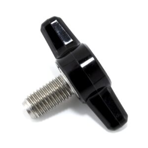 1/4"-28 x 1/2" thumb screw stainless steel - black tee wing plastic knob - fine thread thumbscrew - length: 0.500" - proudly built in usa - package of (4)