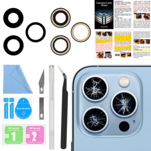 asdawn back camera lens glass replacement for iphone 13 pro and 13 pro max, rear lens glass replacement kit with pre-installed adhesive + installation manual + repair tool kit