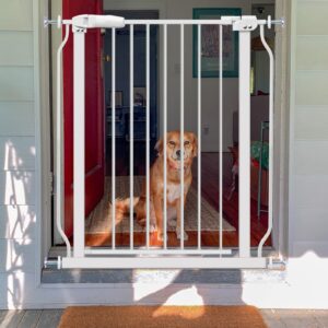 easy walk baby gate for stairs & doorways with optional extensions, detachable extra wide pet gates with automatic closing, safety gate, dog playpen for hallway