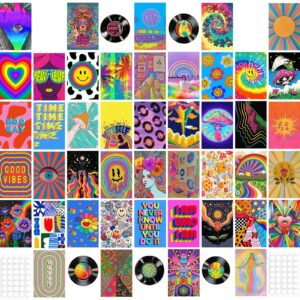 fuiyoh room decor aesthetic| posters for room aesthetic indie wall collage kit – 45pcs photo collage| preppy room decor aesthetic tiktok| trippy room decor for bedroom | 4x 6