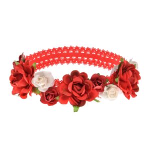 love sweety baby girls flower headband rose floral headpiece for birthday festival photo prop (red)