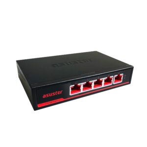 asustor asw205t 5 port 2.5g unmanaged ethernet network switch, plug and play, wall-mount