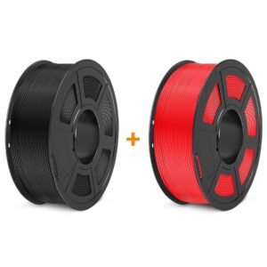 pla+ 3d printer filament 1.75mm, sunlu pla filament pro, dimensional accuracy +/- 0.02 mm, 1 kg spool, 1.75 pla plus, black+red