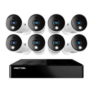 night owl 8 channel bluetooth video home security camera system with (8) wired 1080p hd indoor/outdoor spotlight cameras with audio and 1tb hard drive