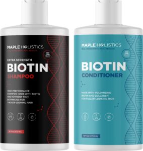 extra strength biotin shampoo and conditioner - volumizing shampoo and conditioner set for dry damaged hair - moisturizing biotin collagen hair conditioner and sulfate free shampoo for thinning hair