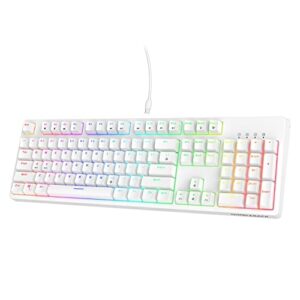 ltc nb1041 nimbleback wired mechanical keyboard, hot-swappable 104keys rgb backlit gaming keyboard, red switch/white