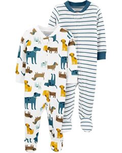 carter's baby boys' cotton sleep & play (pack of 2) (animal/stripe/multi, newborn)