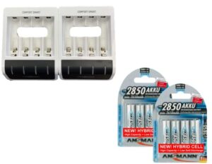 ansmann comfort smart charger bundle for 1-8 aa/aaa rechargeable batteries + 8 pcs of ansmann aa 2850 hybrid rechargeable batteries