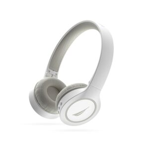 nautica h120 bluetooth headphones, on-ear wireless headphones with built-in microphone bluetooth v5.0 wireless and wired stereo headset with deep bass, foldable over-ear headphones (white off white)