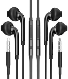 wasruyi 3.5mm headphone with microphone jack earbud(2pack) gaming laptop earphone video game ear for kid for school computer wired headset pc chromebook auriculare compatible for galaxy