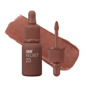 peripera ink the velvet lip tint, high pigment color, longwear, weightless, not animal tested, gluten-free, paraben-free (023 nutty nude)