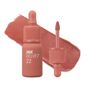 peripera ink the velvet lip tint - high pigment color, longwear, weightless, not animal tested, gluten-free, paraben-free (022 bouquet nude)