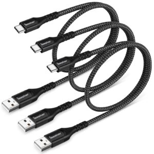 iseekerkit short usb type c cable, 3-pack 1.5ft/0.5m usb-c charger nylon braided 3a fast charging cord compatible android samsung galaxy s10 s9 s8 plus note 9 8,g5 g6,google pixel 2 xl-black