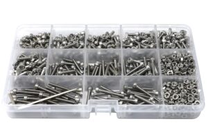 iexcell 1050 pcs m3 x 4/6/8/10/12/16/20/25/30 stainless steel 304 hex socket head cap screws bolts assortment and nuts kit