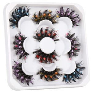 wiwoseo false eyelashes fluffy wispy faux mink lashes valentines festival styles long dramatic 3d star butterfly snow colorful decorative fake eyelashes for new year cosplay party stage