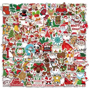 xinfeng christmas stickers, 100pcs merry christmas decorations stickers for kids, gift tags sticker, christmas stickers for envelopes, waterproof vinyl stickers