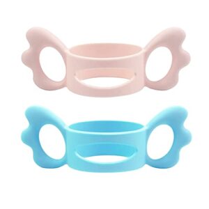 farever baby bottle handles, silicone wide-neck baby bottle handle, outer diameter over 6cm for bottle 2 pack, pink, blue…