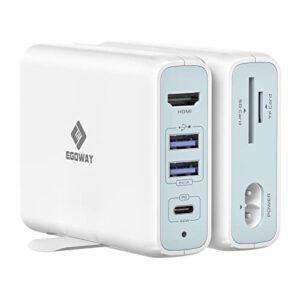 usb c hub, e egoway 6 in 1 multiport adapter portable usb c hub with 65w gan power delivery, usb 3.0 ports, 4k hdmi port, sd/tf card reader compatible with macbook pro, ipad pro and more usb c device