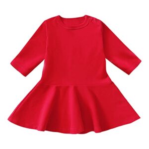 sobowo toddler red dress christmas baby infant cotton long sleeve princess tutu dresses 9 months-3t(2-3t, red long sleeve)