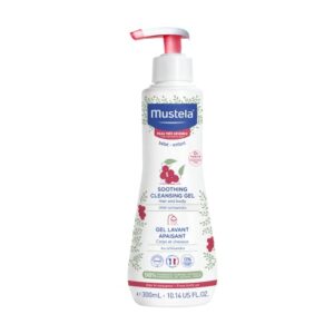 mustela baby soothing cleansing gel - fragrance-free hair & body wash for very sensitive skin - with natural avocado perseose & schizandra berry - 10.14 fl. oz.