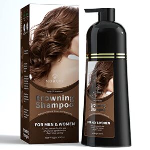 mohope reddish browning shampoo 14.1 fl oz (400ml) | 100% grey coverage 3 in 1 revolutionary instant hair dye | semi permanent magically only 20 minutes last 30 days | safe natural ingredients