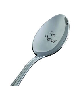 pregnancy announcement unique surprise gifts | engraved spoon gift – i am pregnant | baby reveal surprise for husband/grandpa/grandma/nana/dada/sisters/brother/friends/guests