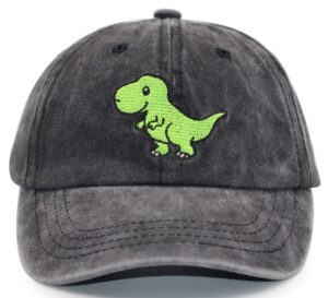 kids baseball cap, cute dinosaur birthday gift for boys and girls, adjustable washed embroidered t rex toddler hat