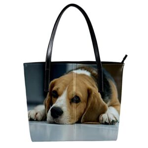 women's large size canvas shoulder bag hobo crossbody handbag casual tote, beagle dog animal