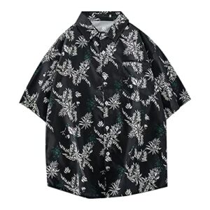 men's hawaiian floral shirts cotton button down tropical holiday beach shirts with pocket