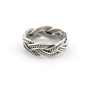 sterling silver 925 celtic knot tribal ring, celtic knot twisted vintage style ring, simple women everyday jewelry, plain braided ring for women (11)