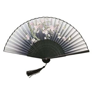 folding hand fan classical bamboo folding fan chinese style retro hand held fan floral dance performances custom fans wedding gift for guest 2021 decorative fan (color : 22)