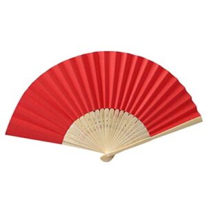 phonme decorative folding fans folding handheld fans solid color fan handmade graffiti painting fan blank paper fan cloth fan silk folding fan gift hand fan vintage style (color : red)