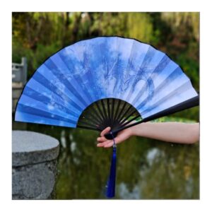 zaego chinese fan hand fan ancient folding fan boys chinese style retro bamboo silk costume hanfu fan japanese fan (color : onecolor, size : 33cm)