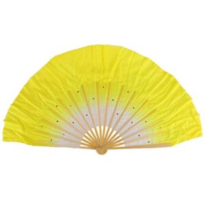 phonme decorative folding fans red dance shoes 1 foot 2 silk fan dance silk fan yangko dance fan ethnic dance practice fan elegant hand fans vintage style (color : yellow)